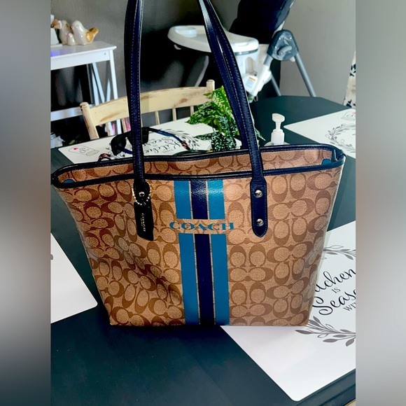 Coach | Bags | Leather Coach Bag With Varsity Stripe | Poshmark